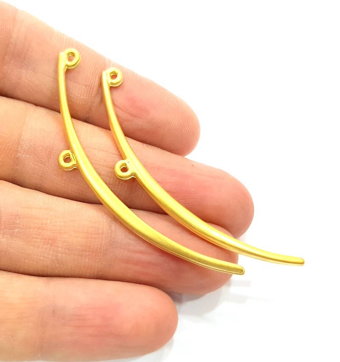 2 Crescent Connector Gold Plated Metal Charms (62x3mm) G10736 - Etsy