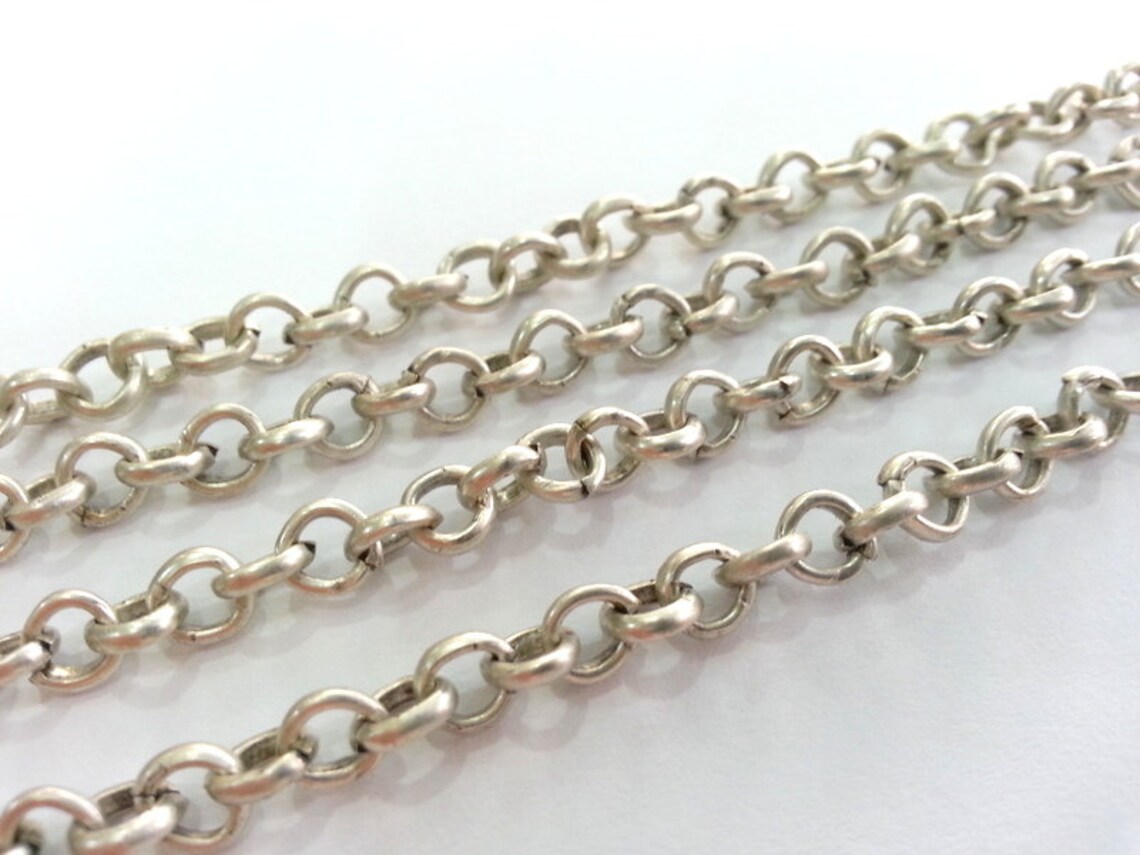 Silver Chain Antique Silver Plated Rolo Chain 1 Meter 3.3 - Etsy