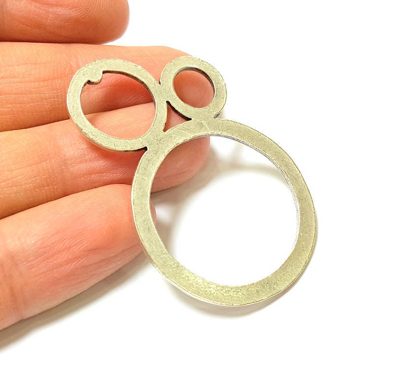 Silver Pendant Antique Silver Circle Pendants 53x36mm G7383 - Etsy