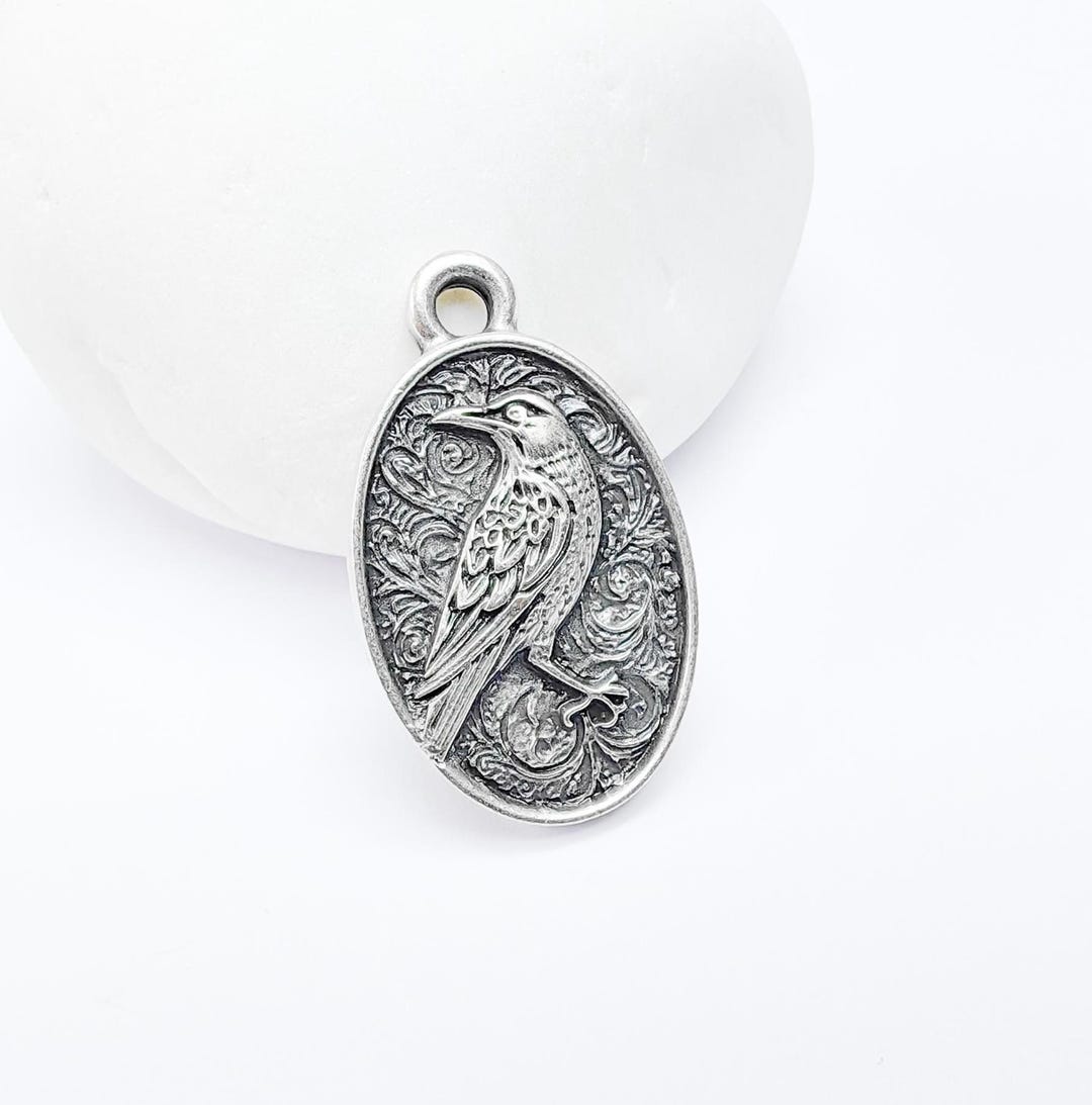 Raven Charm Pendant, Gothic Boho Charm, Nature Earring Charm, Mystical ...