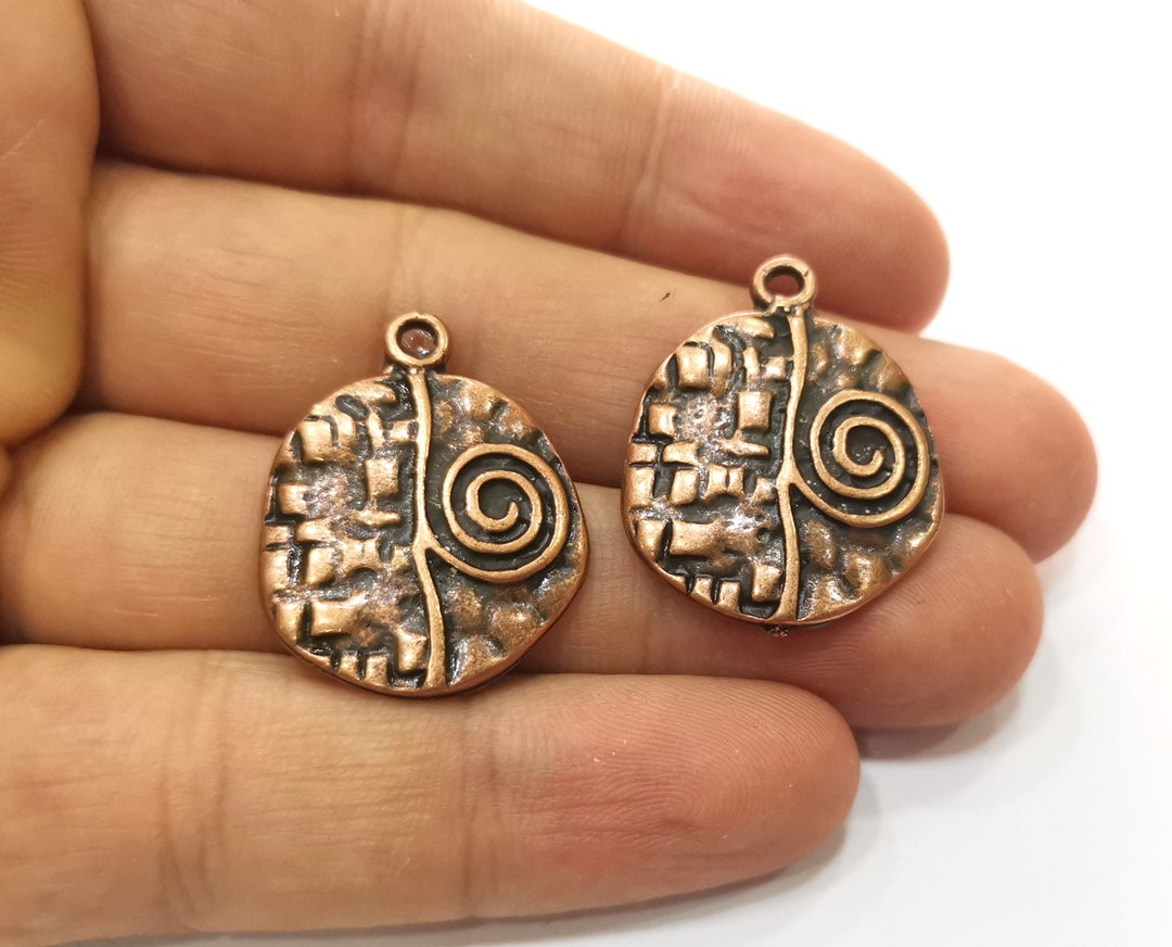 2 Copper Charms Antique Copper Plated Charms (28x23mm) G22313 - Etsy