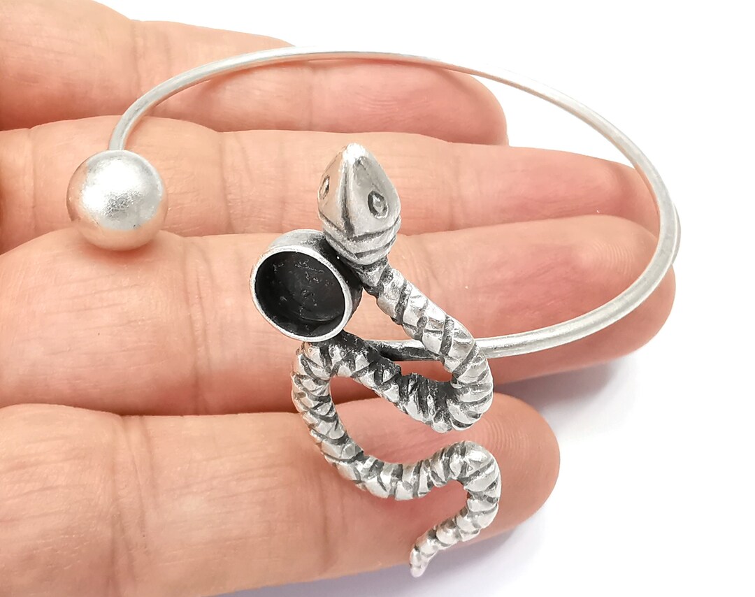Snake Adjustable Bracelet Bases, Resin Cuff Blanks, Cabochon Bezel ...