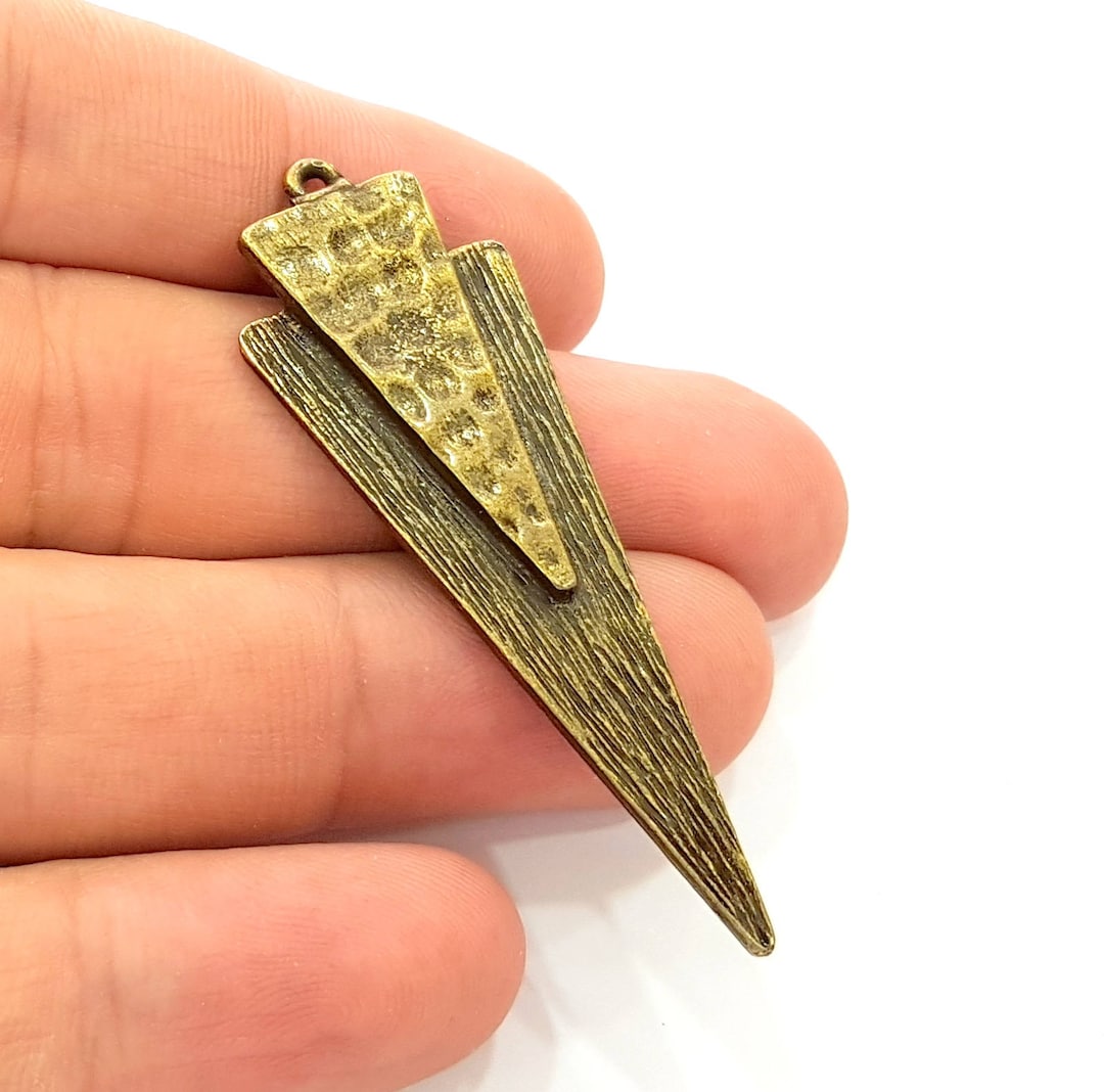 2 Triangle Pendant Antique Bronze Pendant 59x21mm G8433 - Etsy
