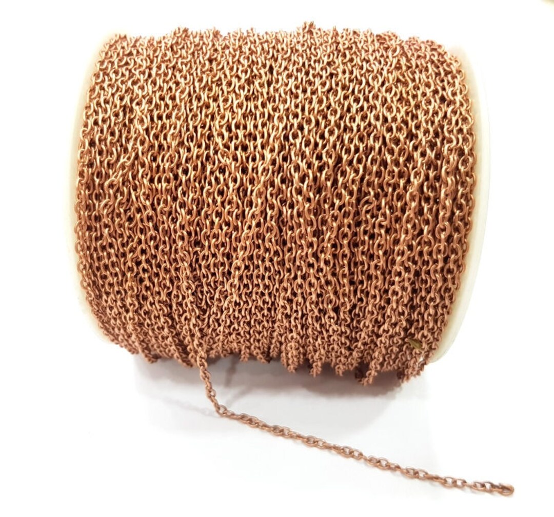 5mt Copper Chain Cable Chain 2x3 Mm 16.5 Feet 5 Meters Copper Color ...
