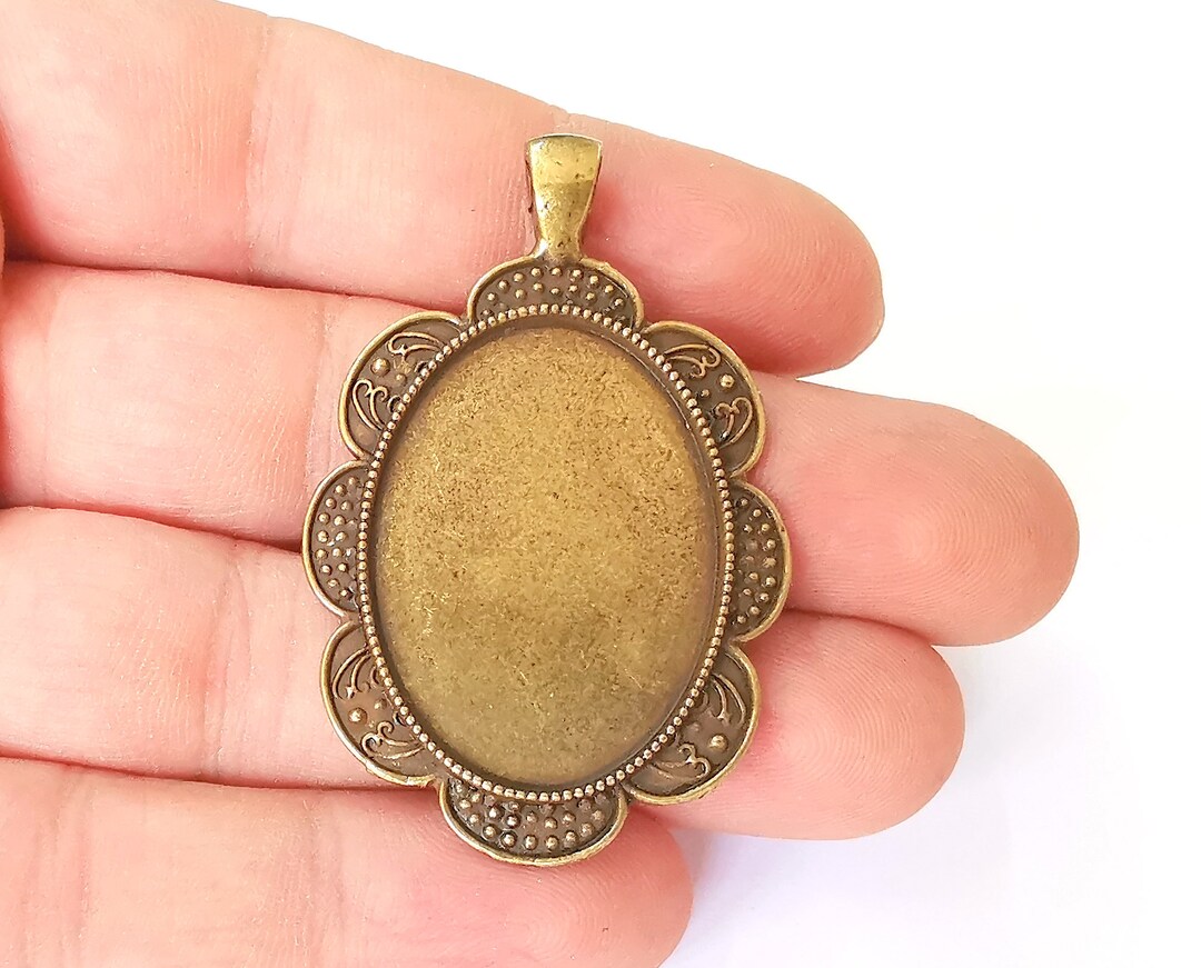 Pendant Blank Bezel Resin Bezel Mosaic Mountings Antique Bronze Plated ...