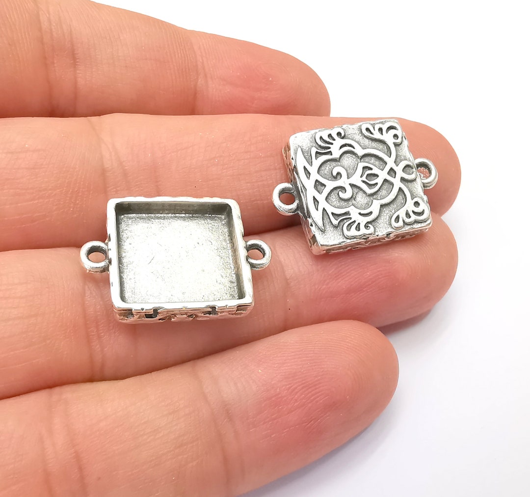 Unique Square Pendant Bezel, Resin Blank, Inlay Mounting, Mosaic Frame ...