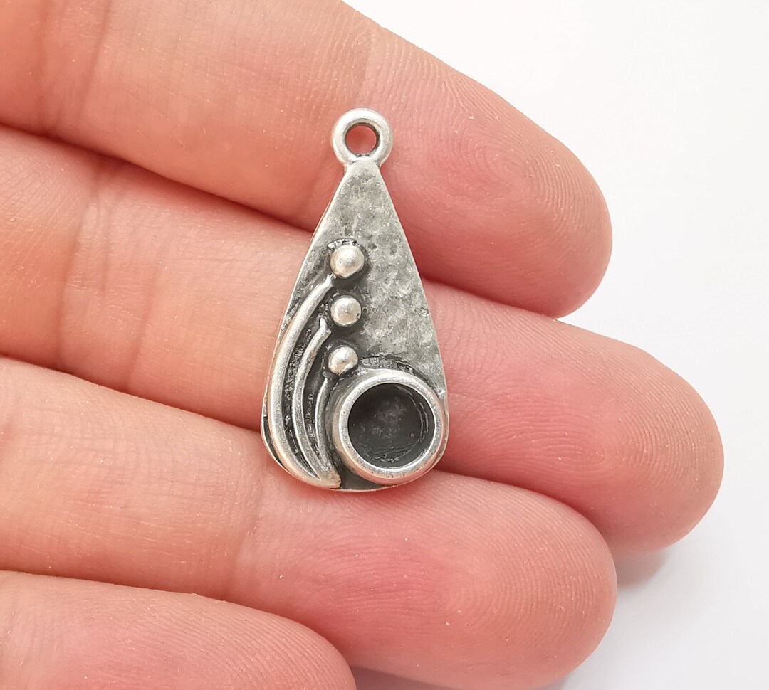 Drop With Buds Pendant Bezel, Resin Blank, Inlay Mounting, Mosaic Frame ...