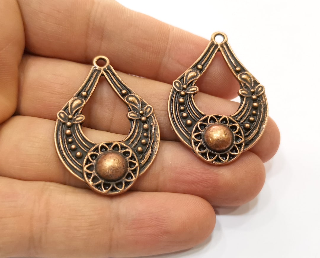 2 Copper Charms Antique Copper Plated Charms (42x28mm) G21828 - Etsy