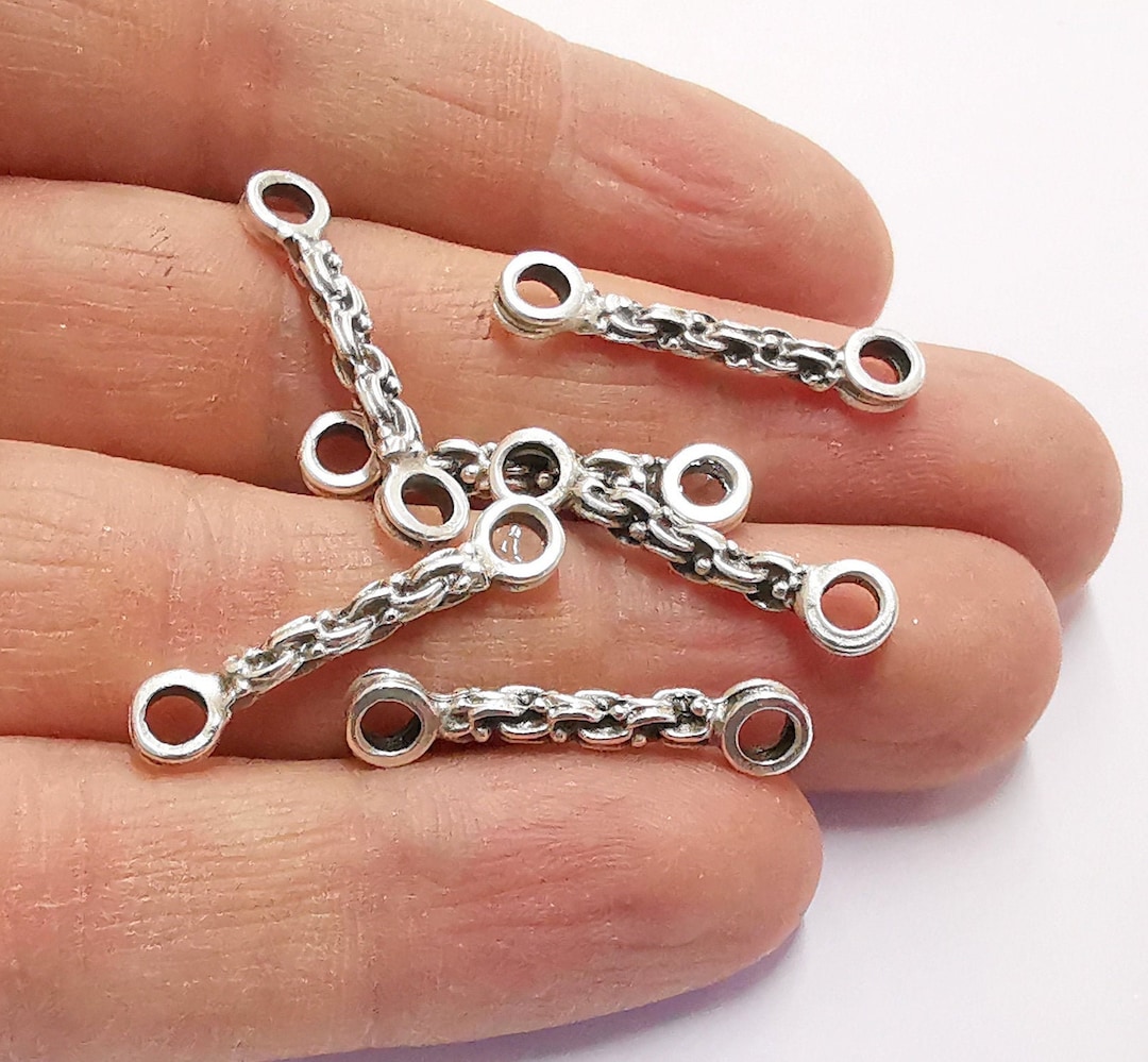 10 Chain Shape Connector Findings Antique Silver Plated Findings ...