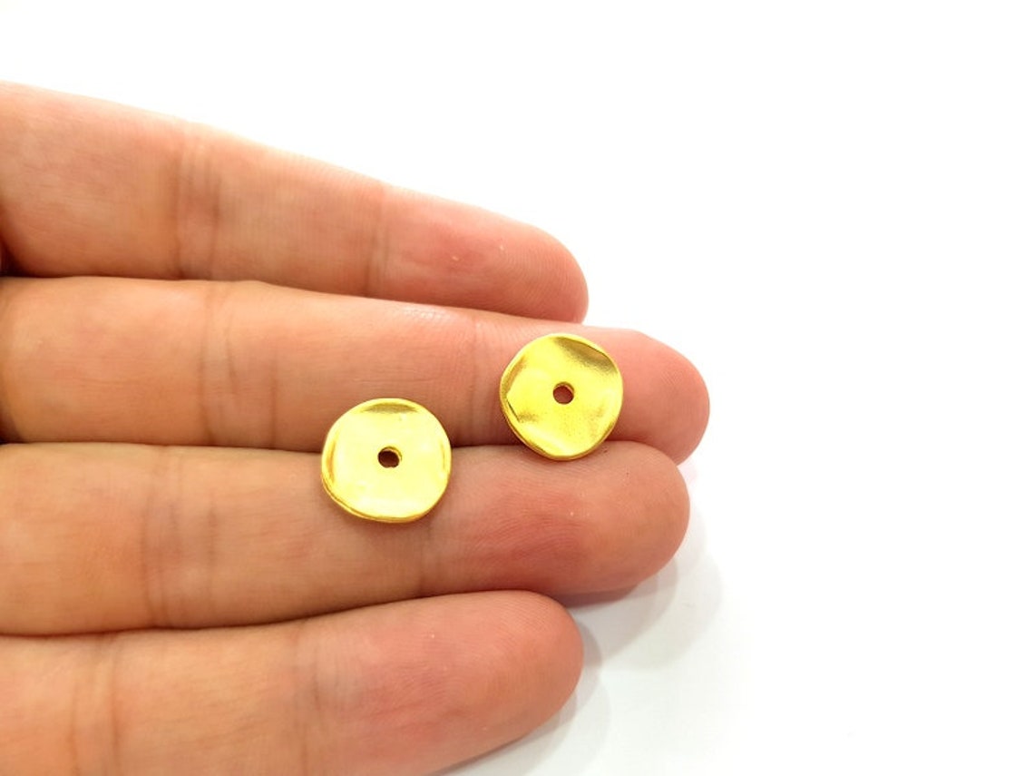 10 Wavy Disc Findings Gold Charm Gold Plated Metal 13mm - Etsy