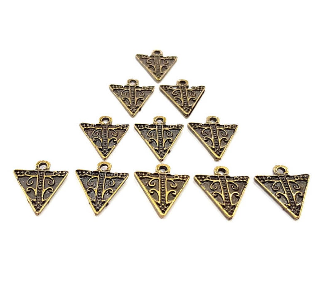 20 Triangle Charm Antique Bronze Charm Antique Bronze Plated Metal ...
