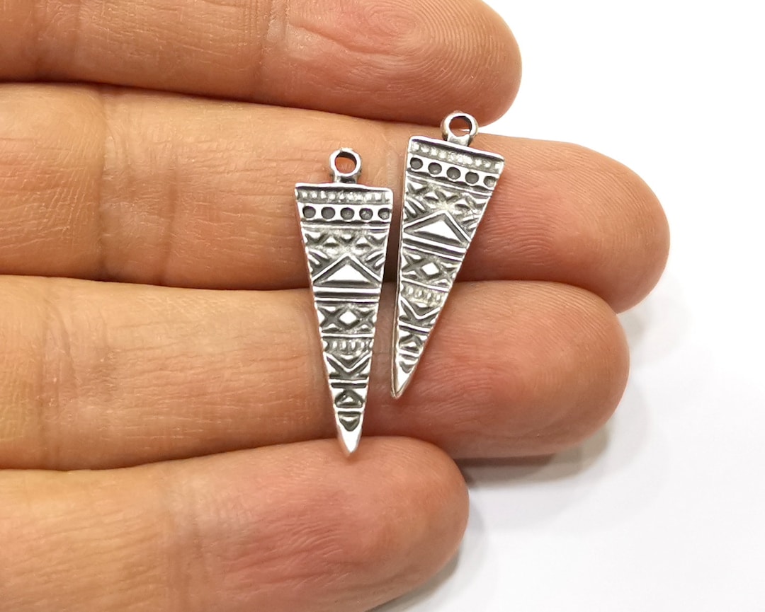 Silver Charms Antique Silver Plated Charms Double Sided (29x9mm) G16563 ...