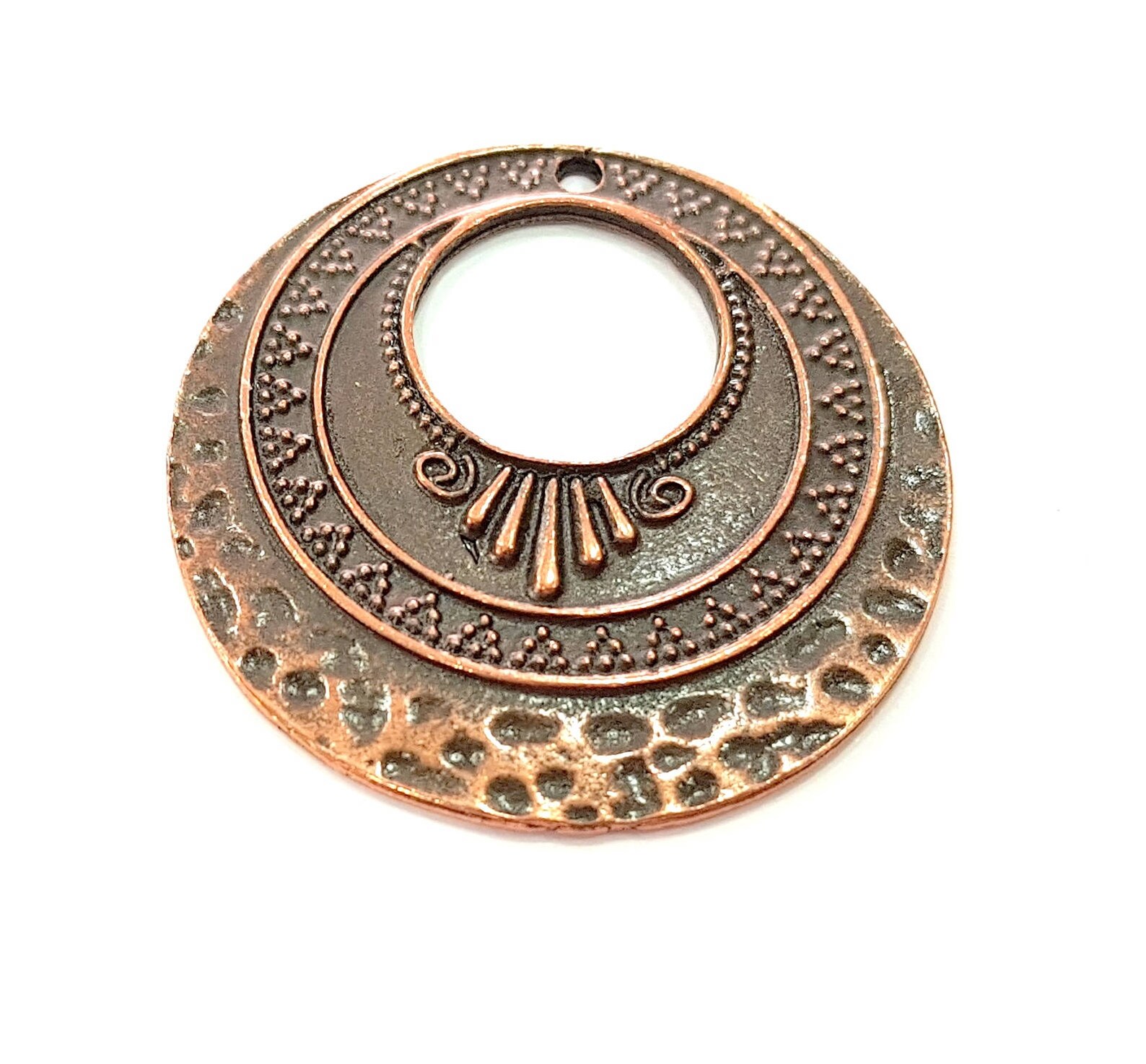 2 Antique Copper Medallion Pendant Antique Copper Plated Pendant (41mm ...