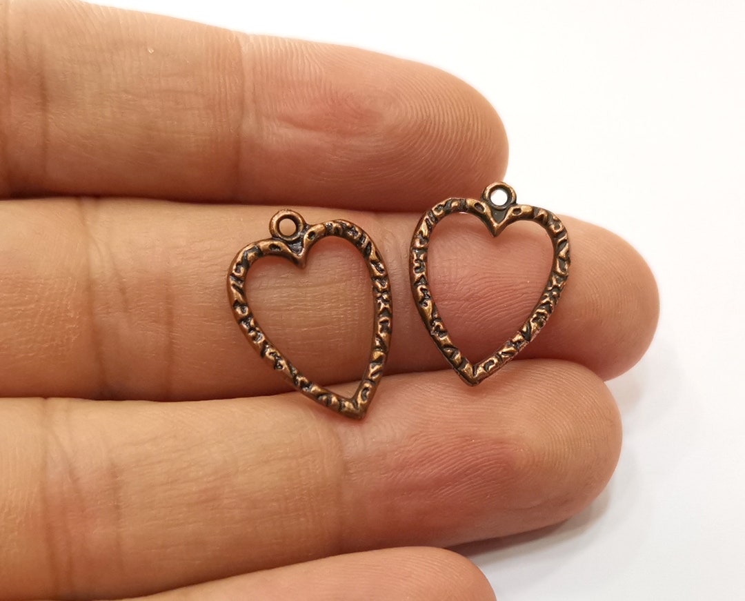10 Heart Charms Antique Copper Plated Charms (21x15mm) G18910 - Etsy