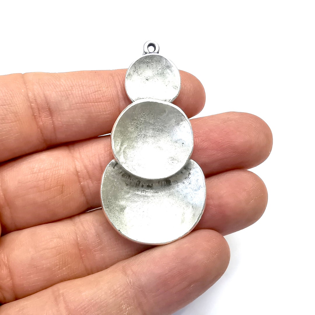 Disc Charms, Antique Silver Plated (55x28mm) G34726 - Etsy