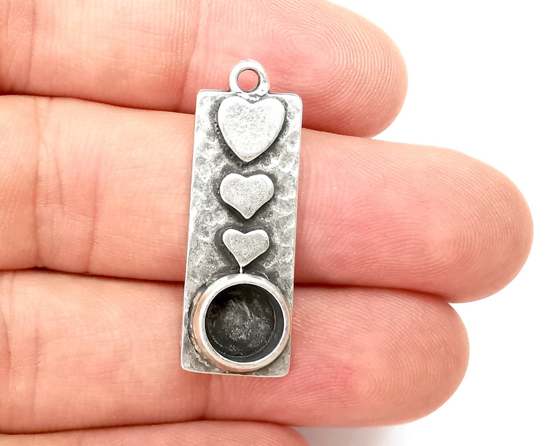 Heart Charms Pendant Bezels, Resin Blank, Inlay Mountings, Mosaic Frame ...
