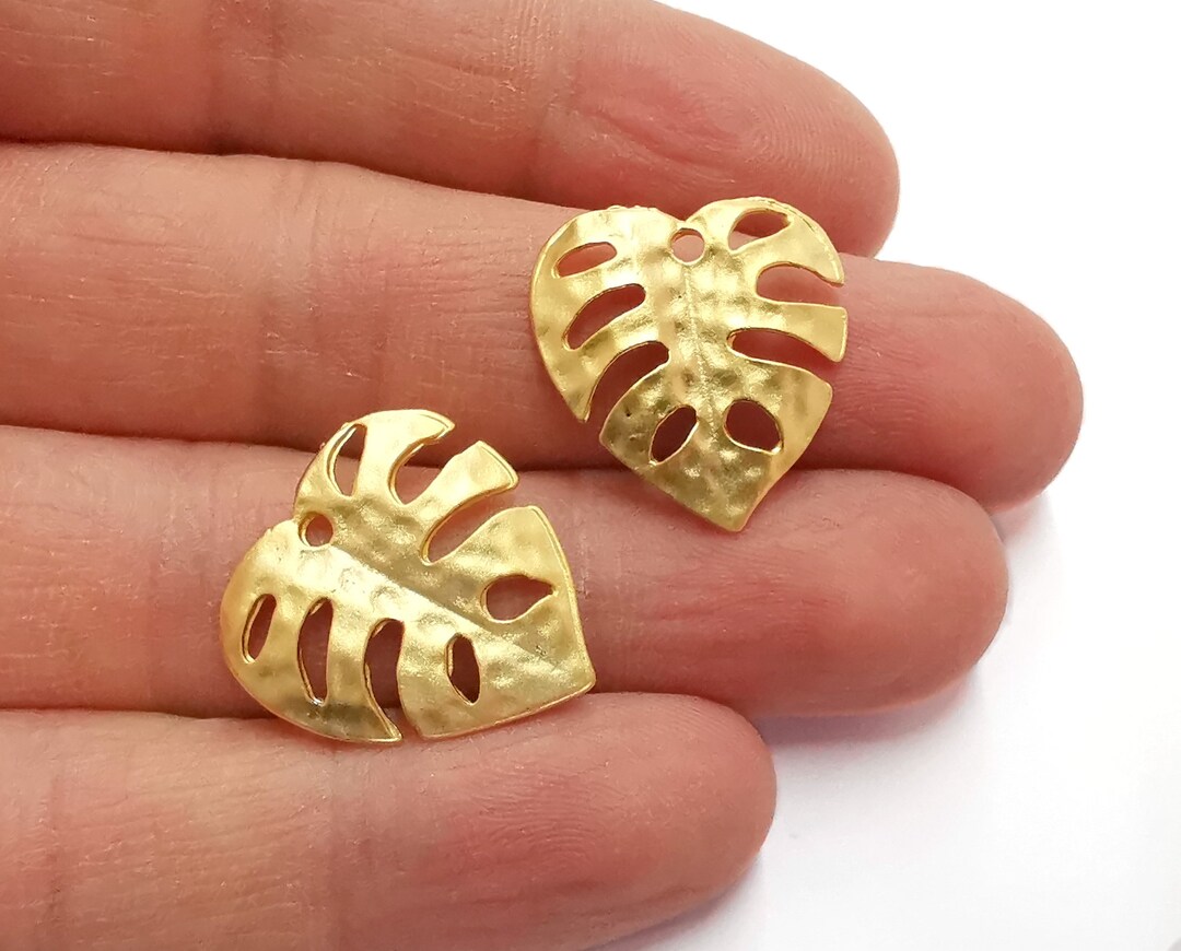 2 Monstera Leaf Charms Gold Plated Charms (22x21mm) G20936 - Etsy