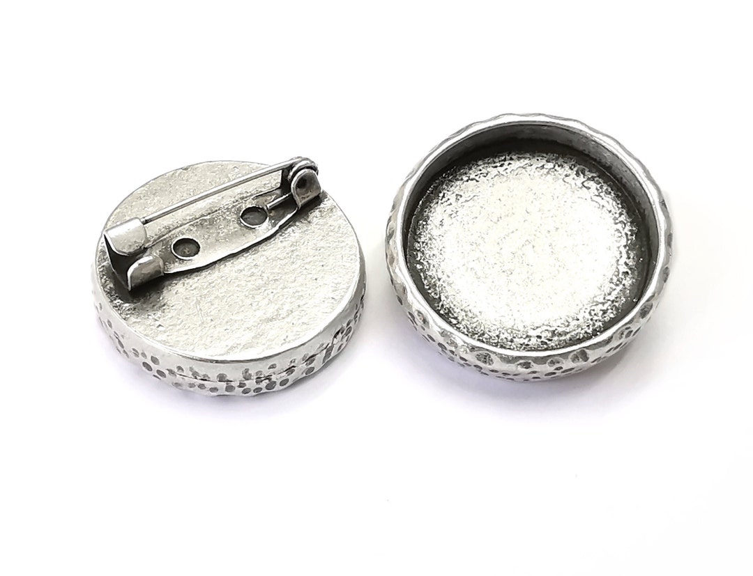 Hammered Brooch Holders Pin Brooch Blanks Brooch Bezel Antique Silver ...