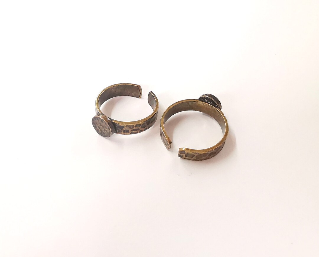 Ring Blank Setting Hammered Ring Base Bezel Ring Backs Glass Cabochon ...