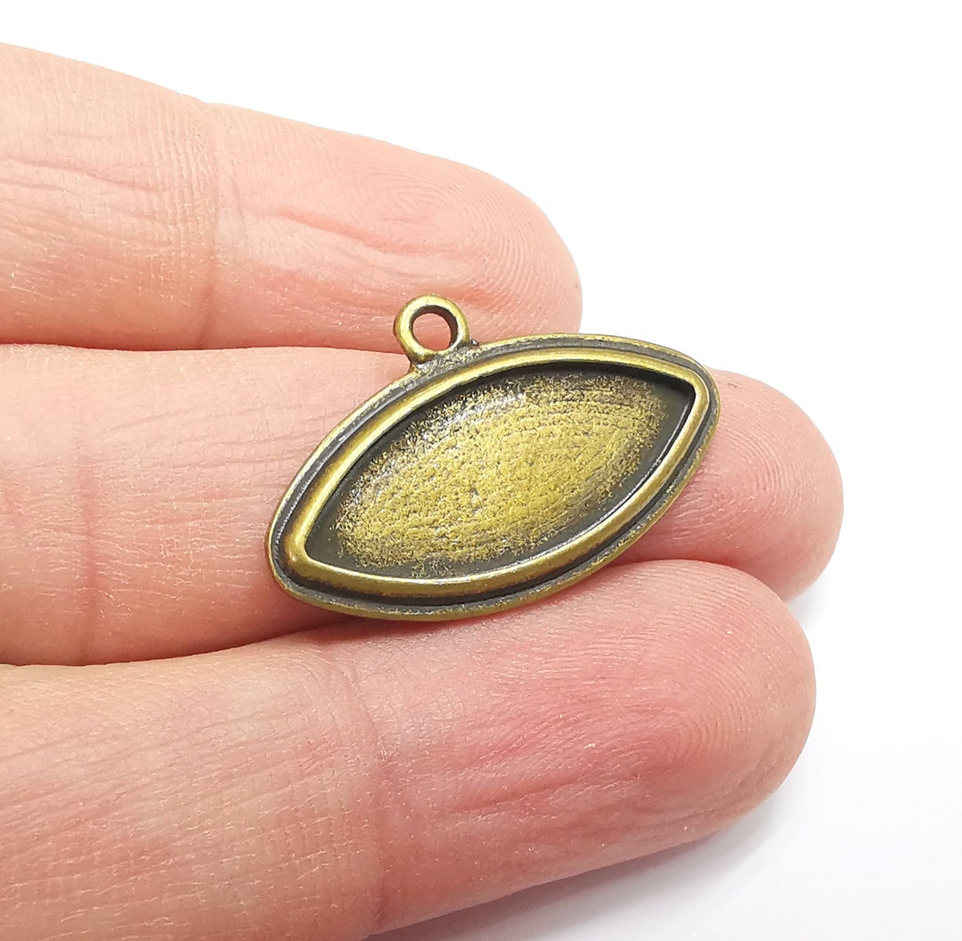 Marquise Charm Bezel, Resin Blank, Inlay Mounting, Mosaic Pendant Frame ...