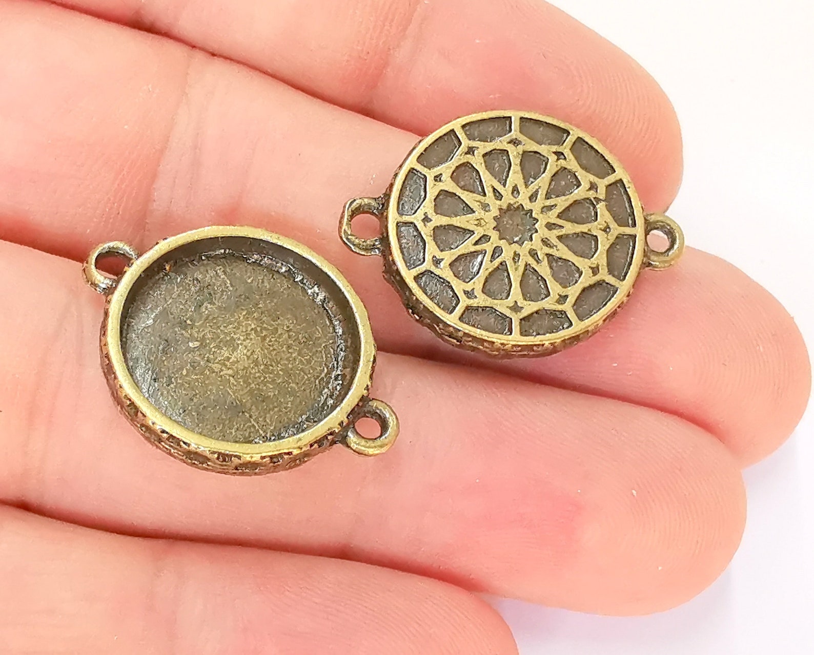 4 Charms Connector Blank Bezel Resin Bezel Mosaic Mountings - Etsy