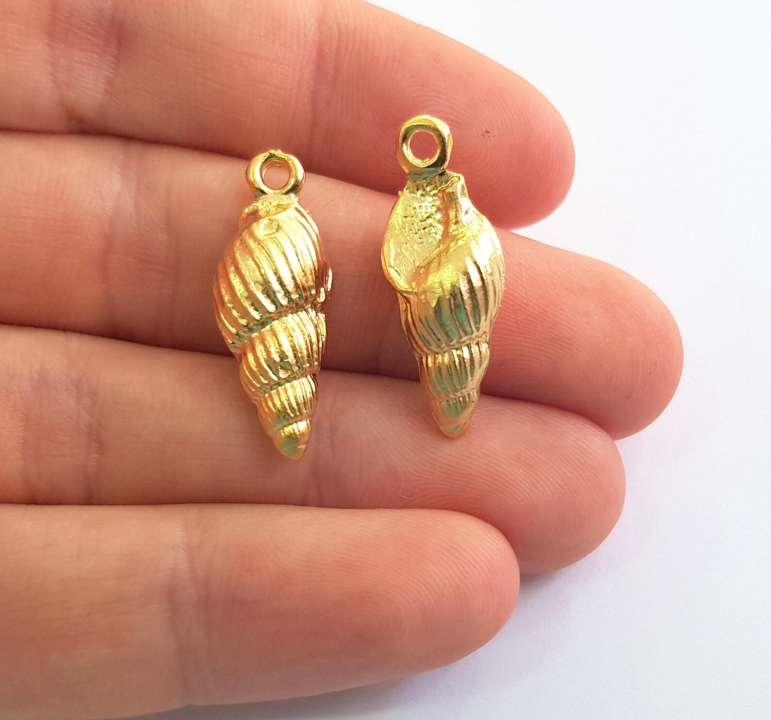 2 Oyster Charms Shell Charm Mussel Charms Sea Ocean Gold Pendant Gold ...