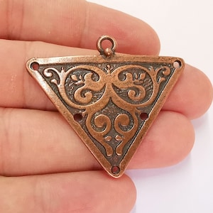2 Triangle Charms Connector Antique Copper Plated Charms (46x40mm ...