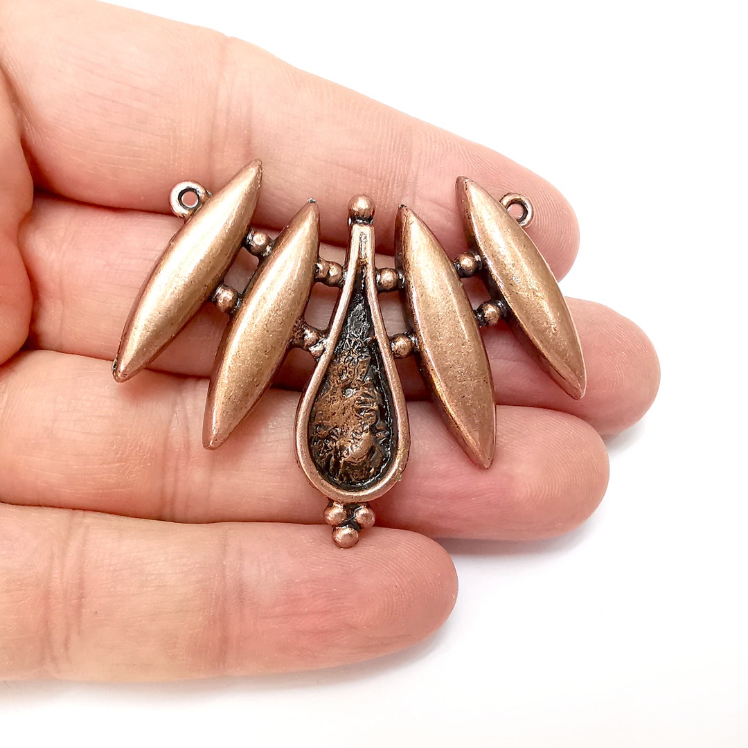 Copper Drop Charms Blank, Connector Charms Base, Cabochon Bezel, Inlay ...