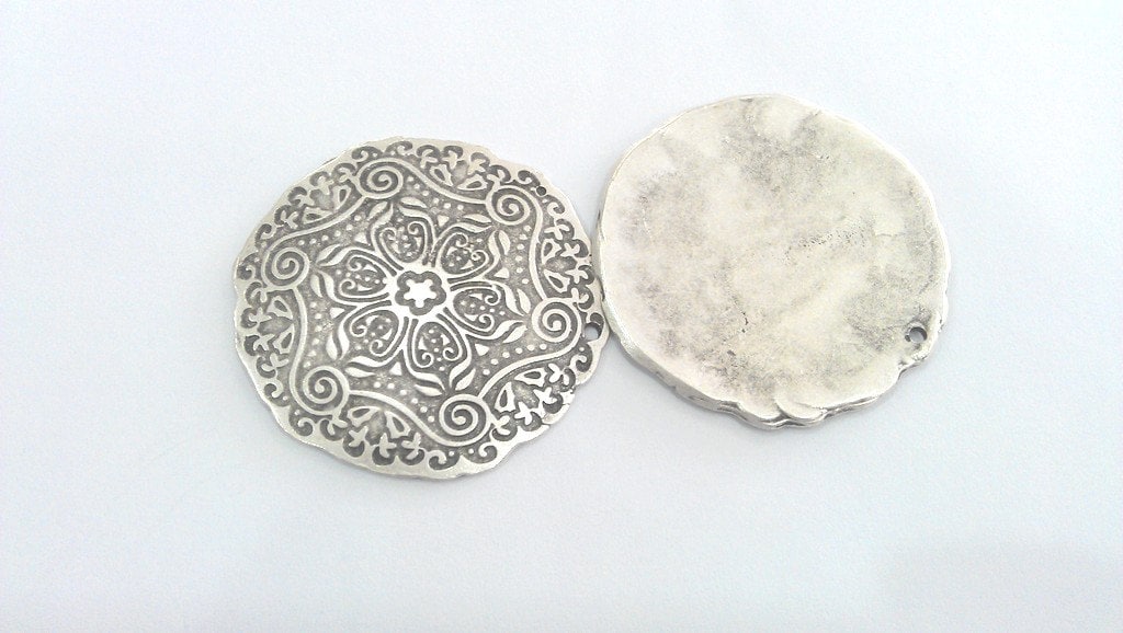 Silver Pendant Oxidized Silver Plated Medallion Pendants 45 | Etsy