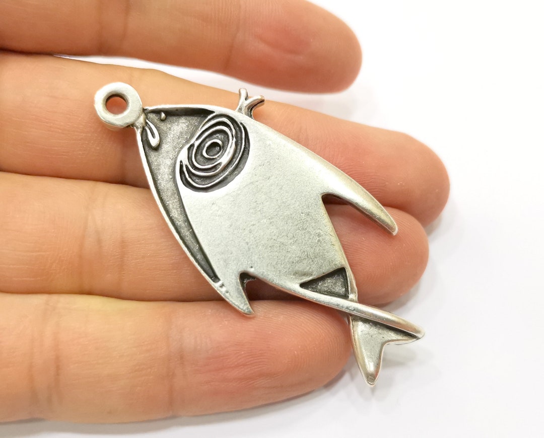 Silver Fish Charms Antique Silver Plated Charms (58x25mm) G19107 - Etsy