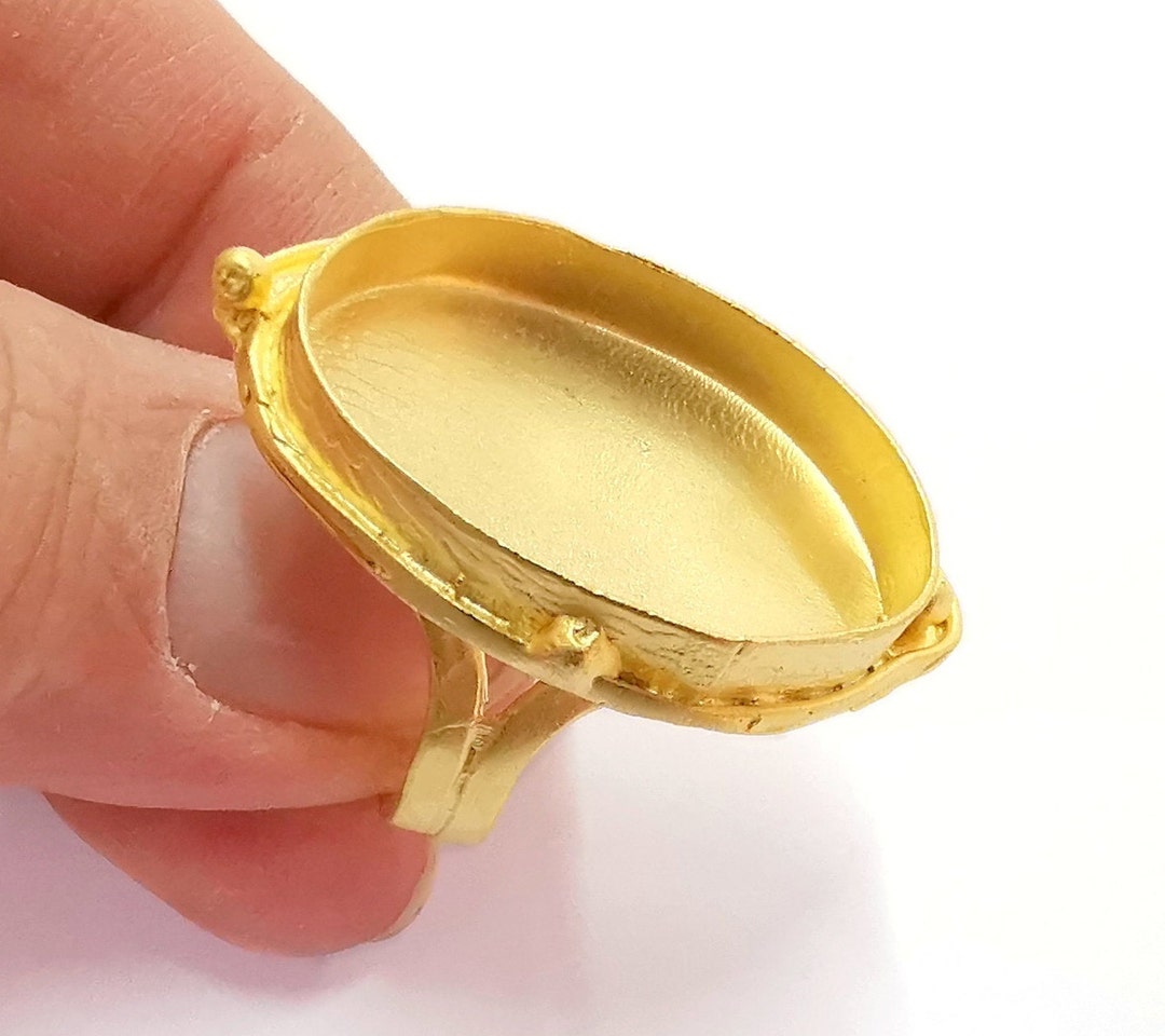 Ring Blank Setting Textured Base Bezel Inlay Ring Backs Glass Cabochon ...