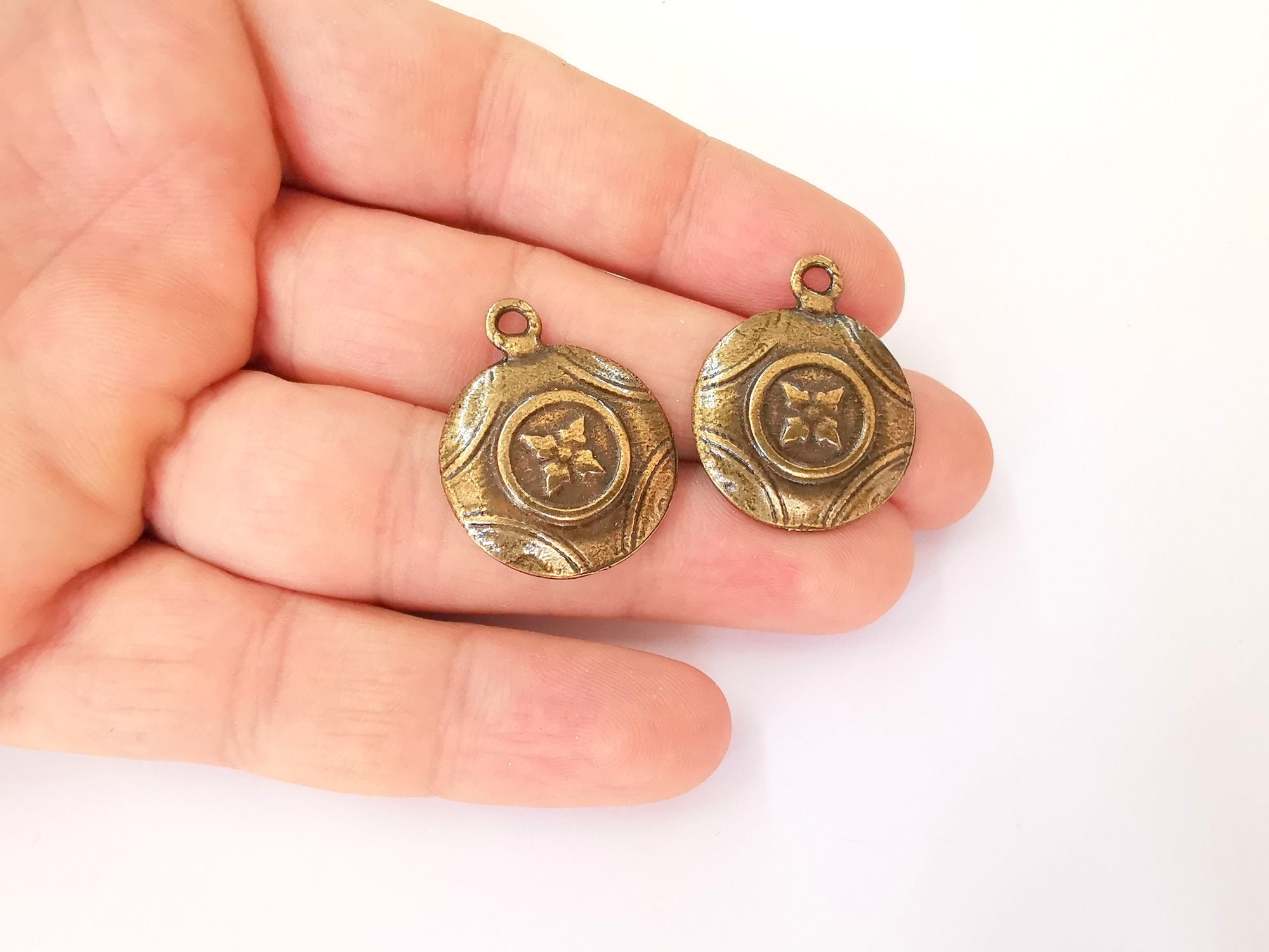 4 Bronze Charms Antique Bronze Plated Charms 29x24mm G23456 - Etsy