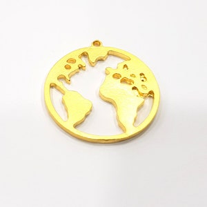 World Map Charm Gold Charms Gold Plated Metal (34mm) G15679 - Etsy