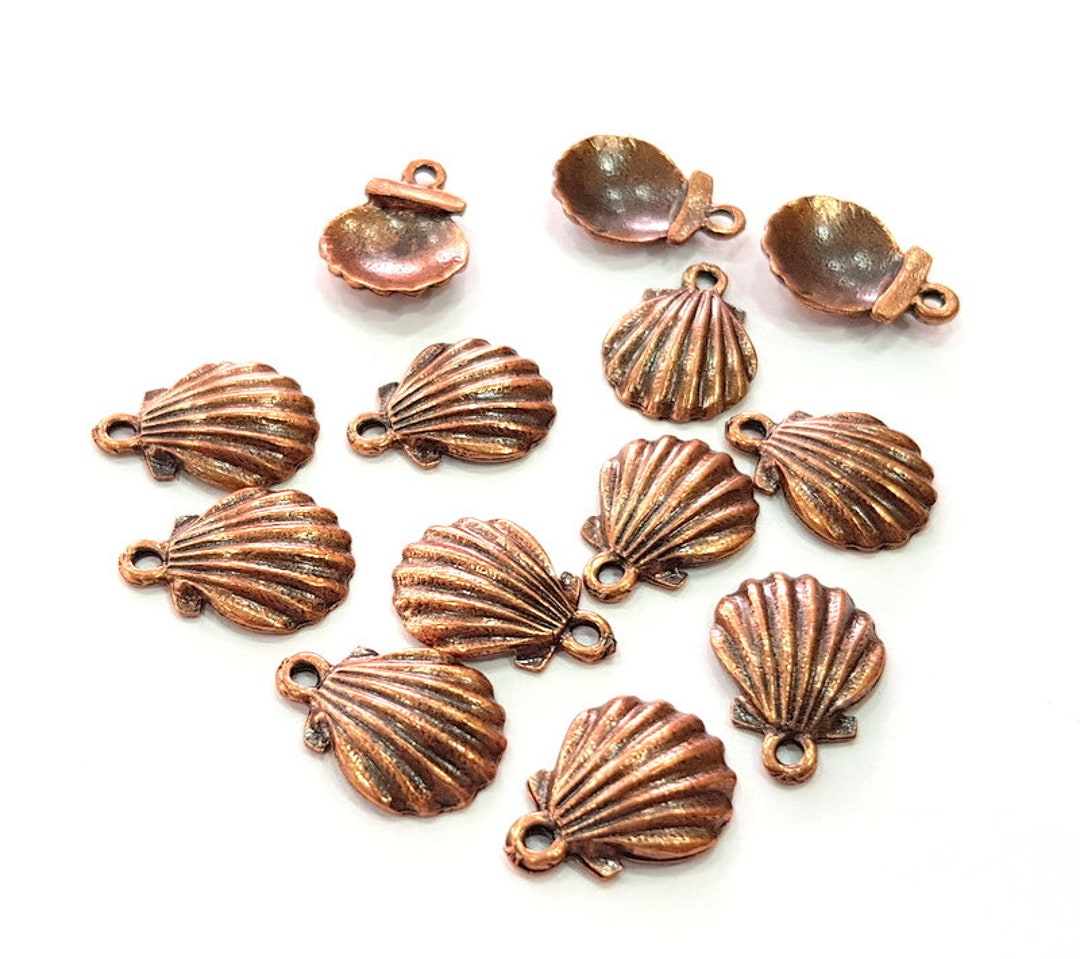 10 Oyster Charms Shell Charm Mussel Charms Sea Ocean Antique Copper ...