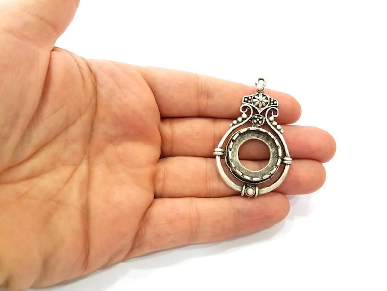 Silver Pendant Antique Silver Plated Pendants 56x34mm G8314 - Etsy
