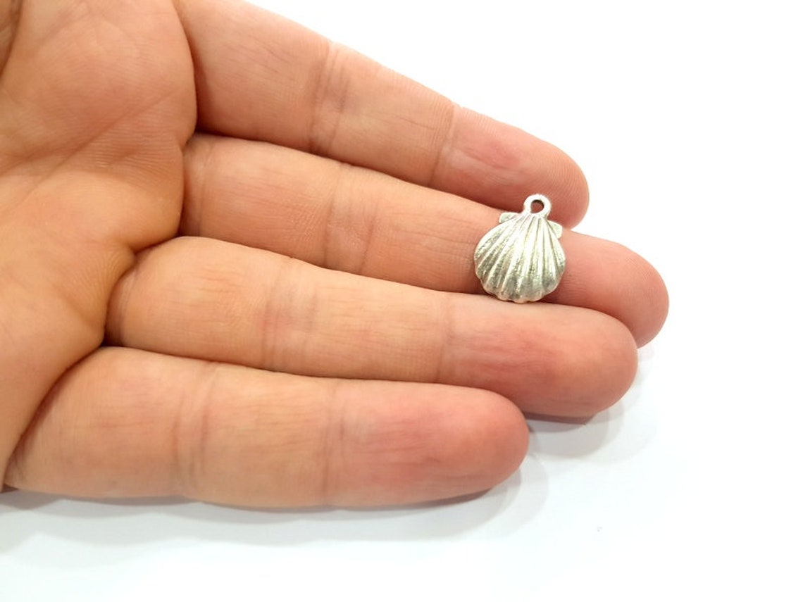 10 Oyster Charms Shell Charm Mussel Charms Sea Ocean Silver Charms ...