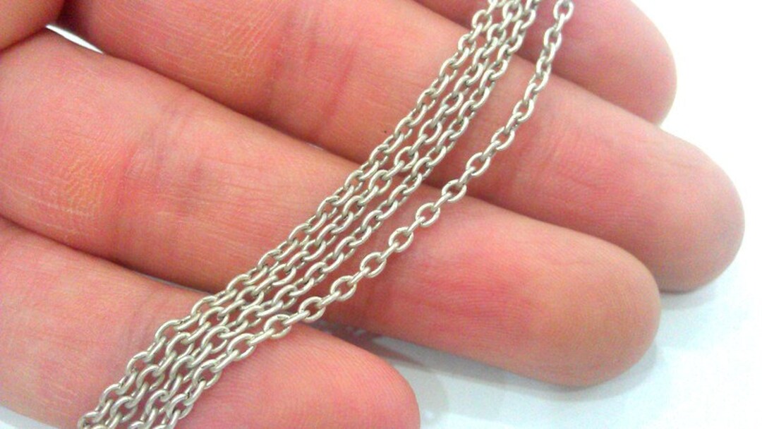 Silver Chain Silver Plated Chain Antique Silver Plated , 1 Meter 3.3 ...
