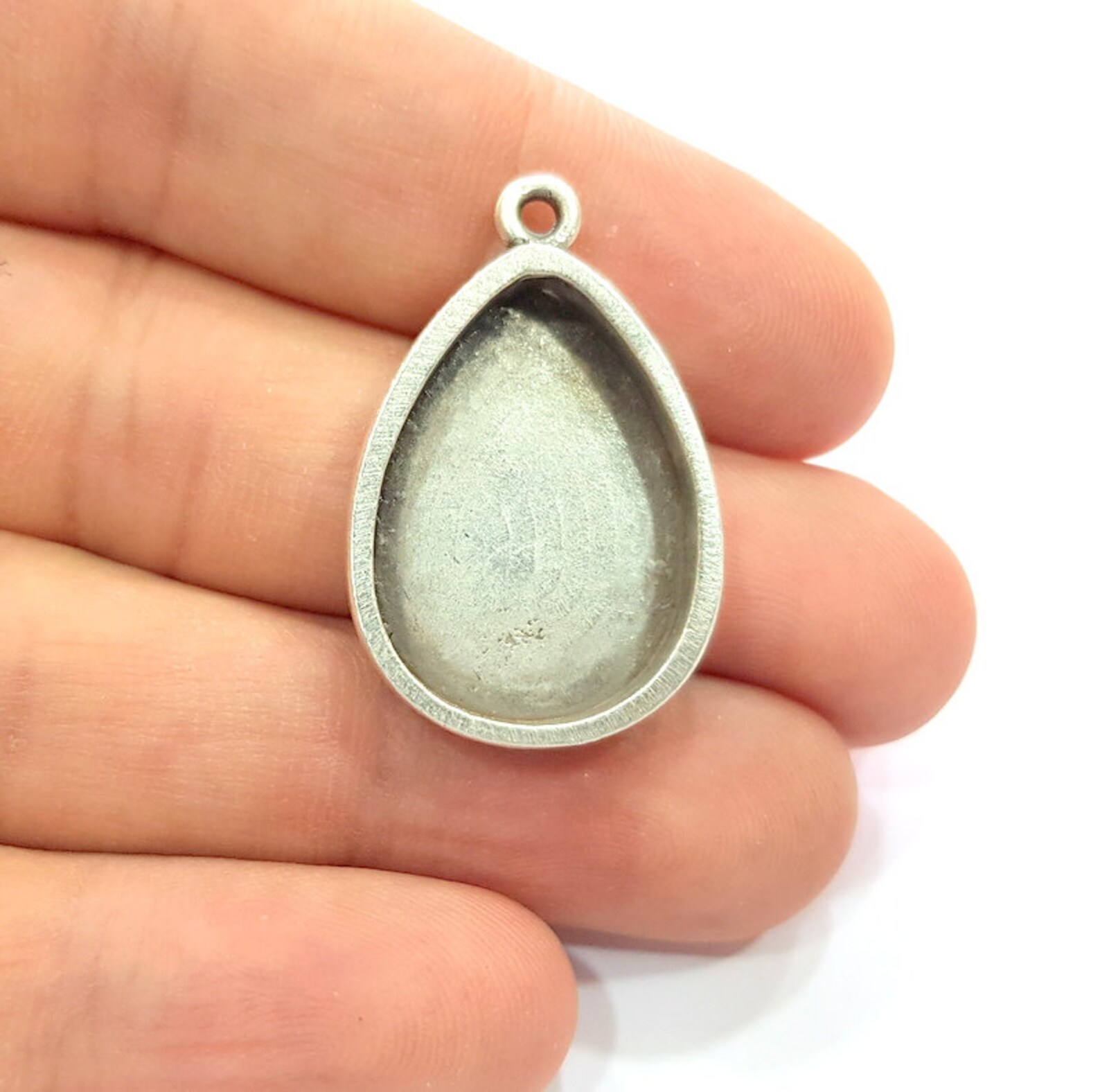 2 Silver Base Blank Inlay Blank Pendant Base Resin Blank - Etsy