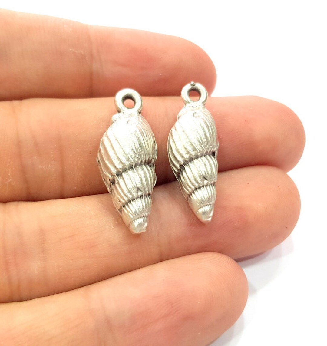 2 Oyster Charms Shell Charm Mussel Charms Sea Ocean Silver Charms ...