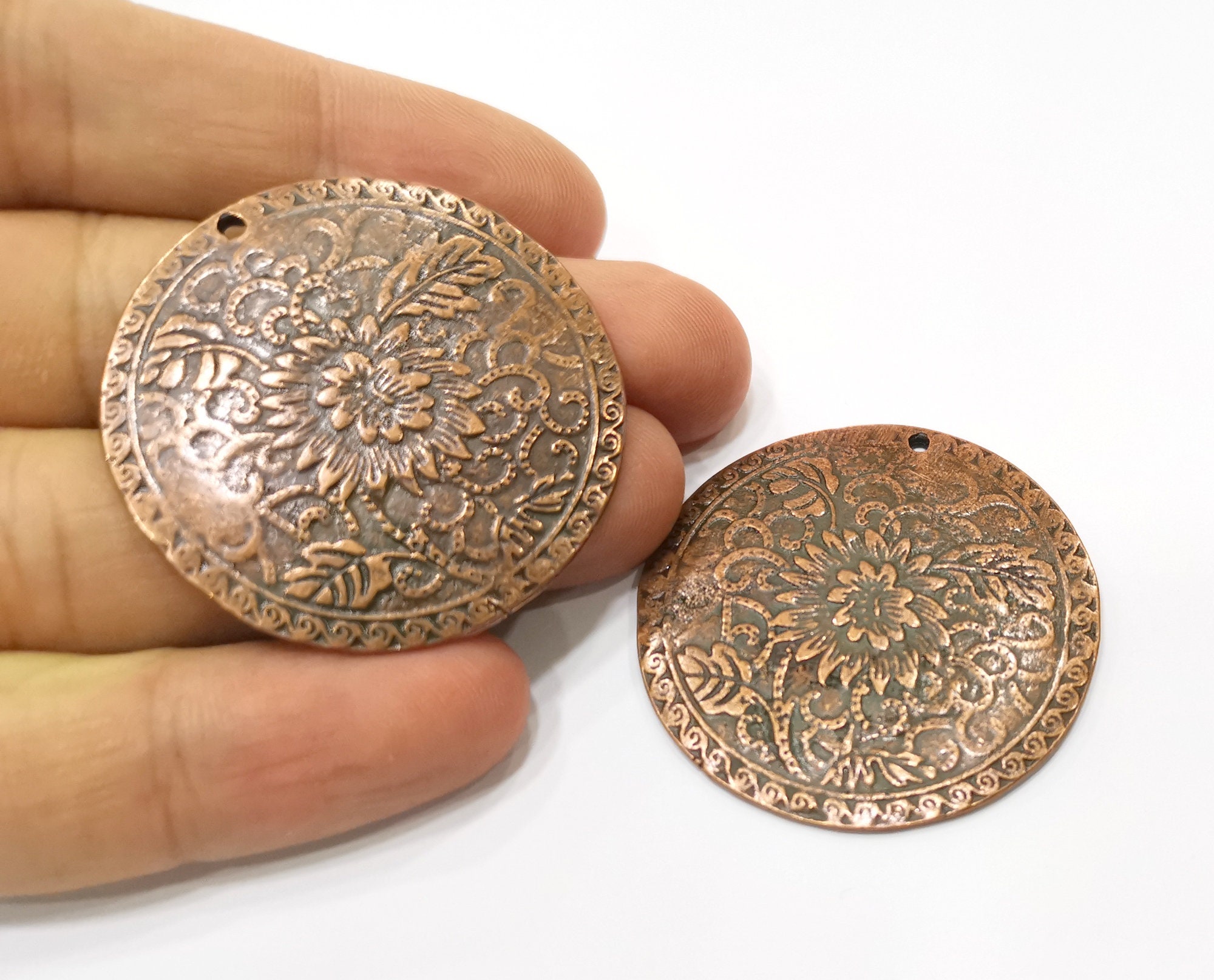 Copper Curved Flower Charms Antique Copper Plated Charms - Etsy