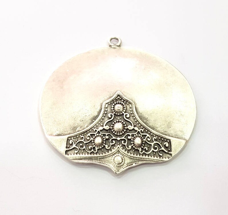Silver Pendant Antique Silver Plated Metal 57mm G17514 - Etsy
