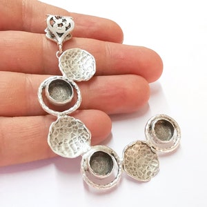 Hammered Pendant Blank Resin Bezel Mosaic Mountings Antique Silver ...