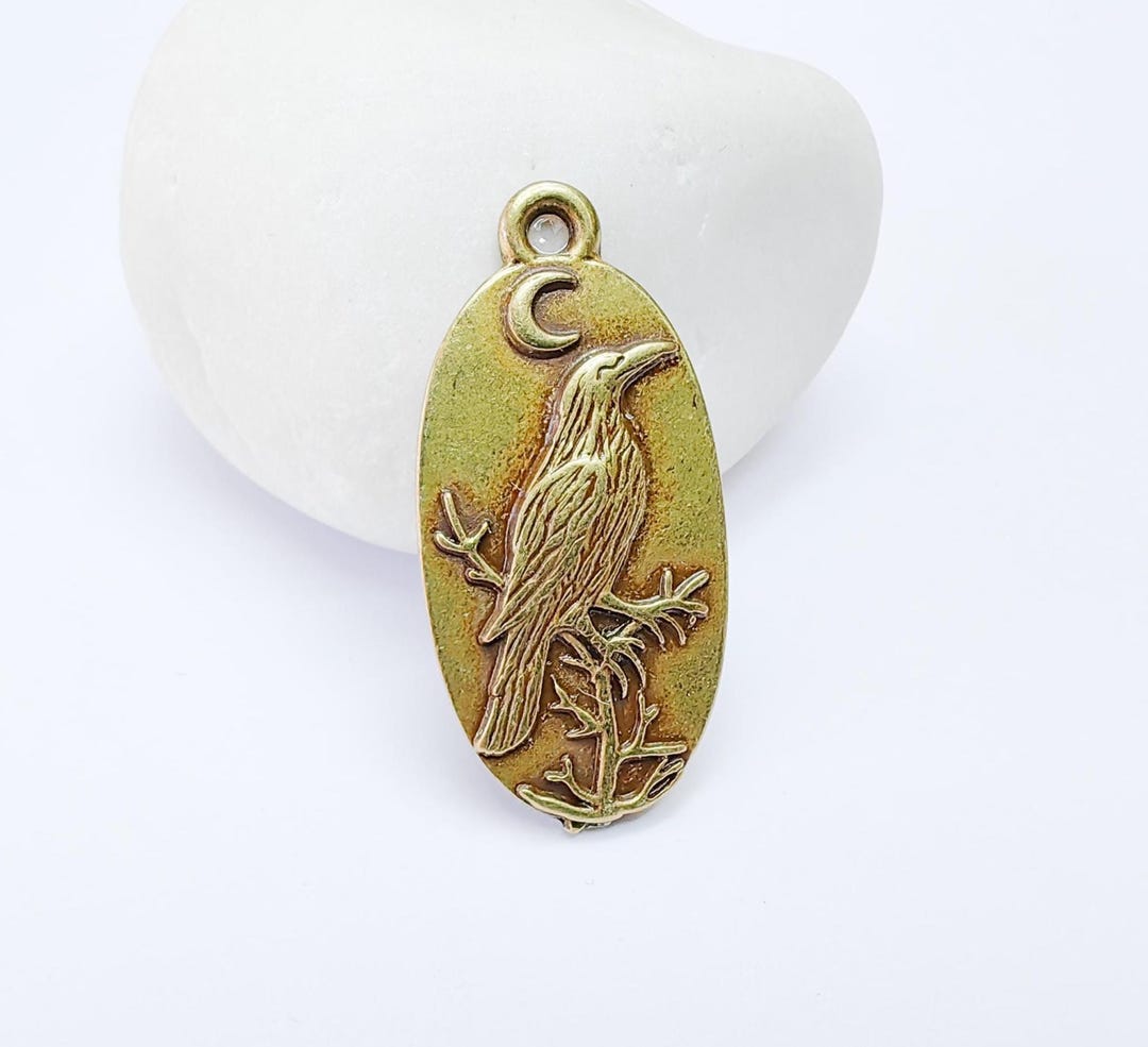 Raven Charm Charm, Gothic Boho Pendant, Bird and Moon Earring Charm ...