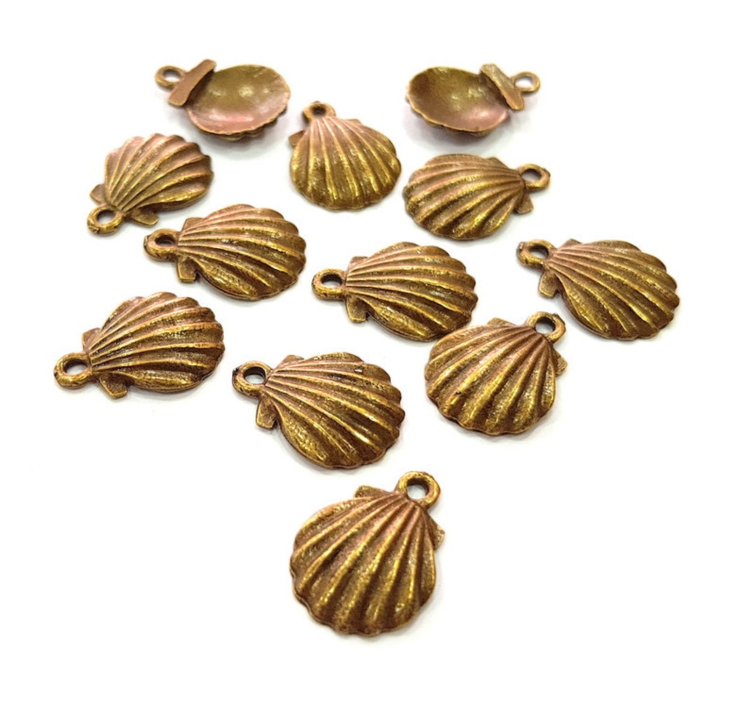 10 Oyster Charms Shell Charm Mussel Charms Sea Ocean Antique Bronze ...