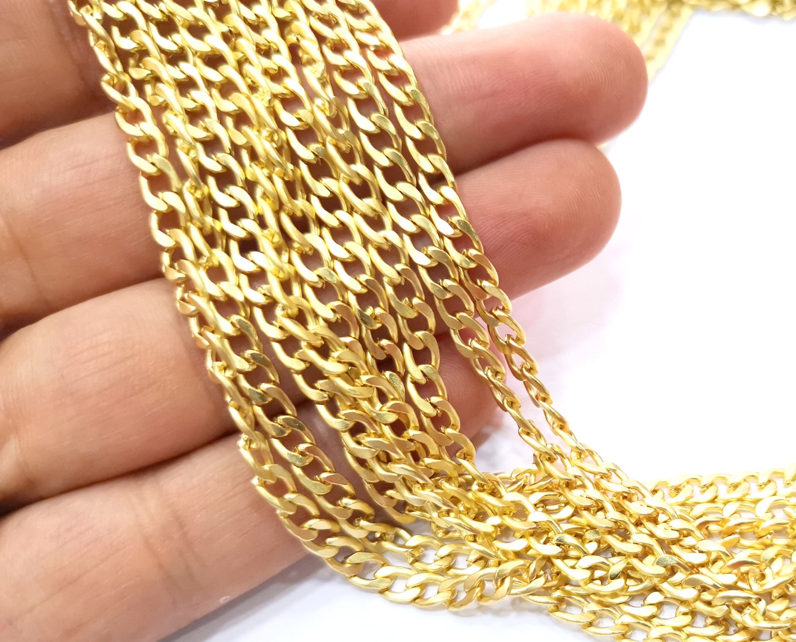 Gold Flat Chain Gold Plated Curb Chain 6.6x4.1 Mm 1 Meter | Etsy