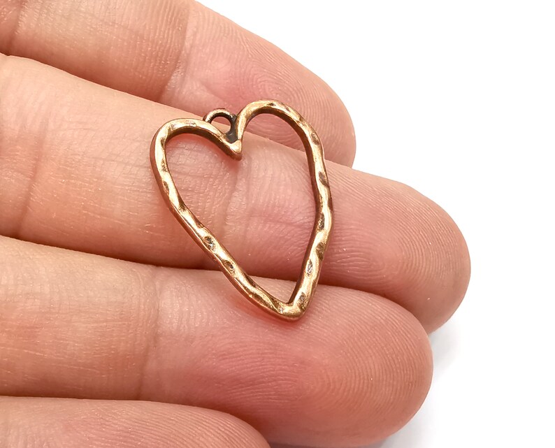 Heart Charms, Antique Copper Plated Charm (24x18mm) G33939 - Etsy