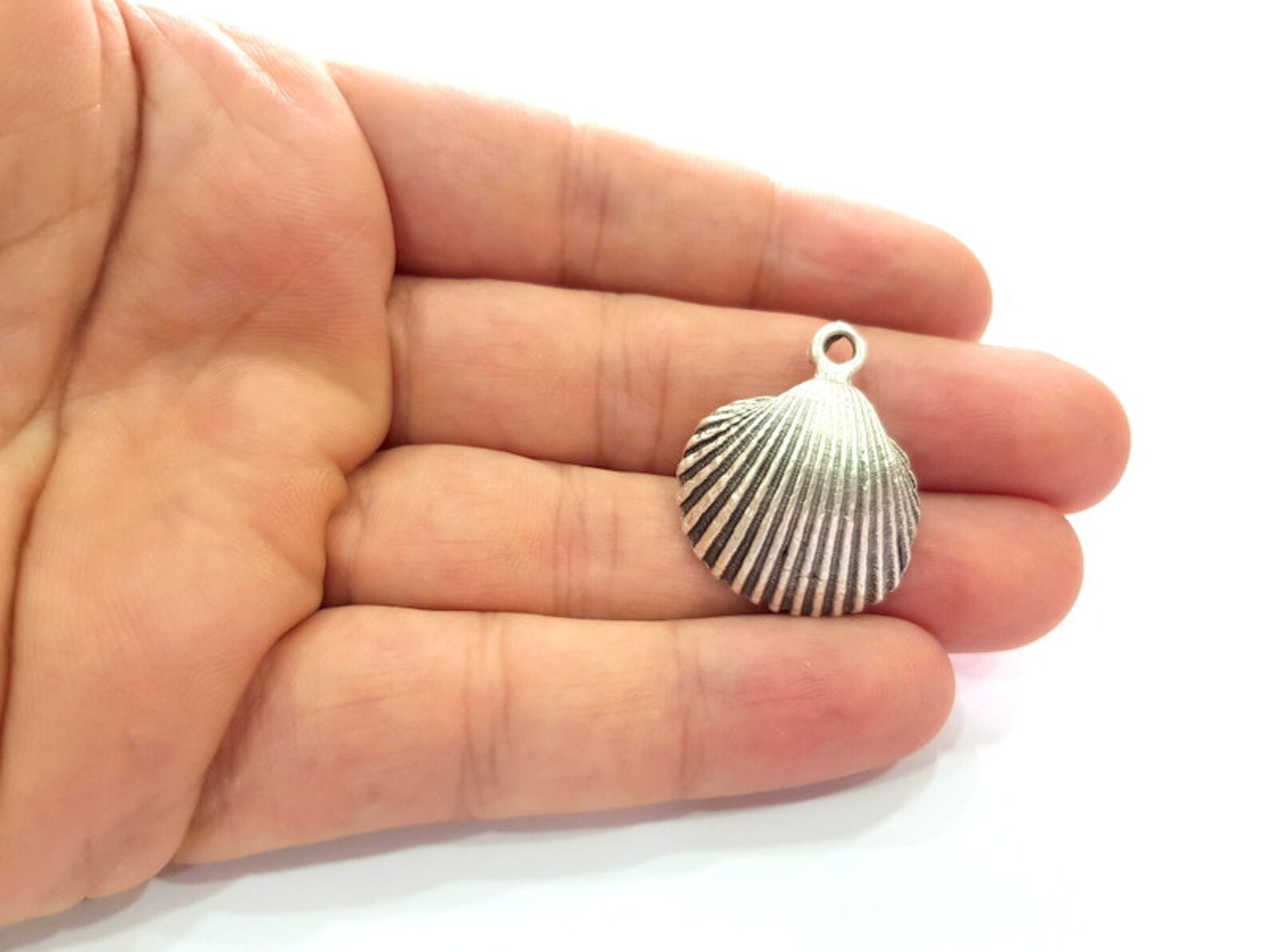2 Oyster Charms Shell Charm Mussel Charms Sea Ocean Silver Charms ...