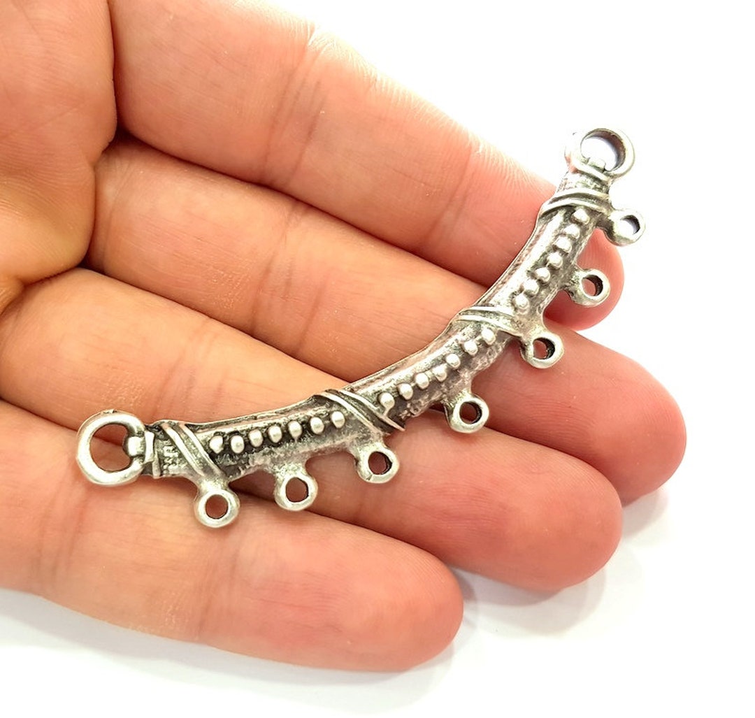 Silver Connector Pendant Antique Silver Plated Metal (77x11mm) G13095 ...
