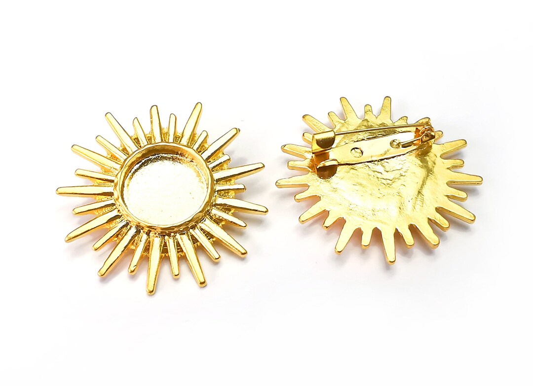 Sun Brooch Holders Pin Brooch Blanks Brooch Bezel Gold Plated Brooch ...