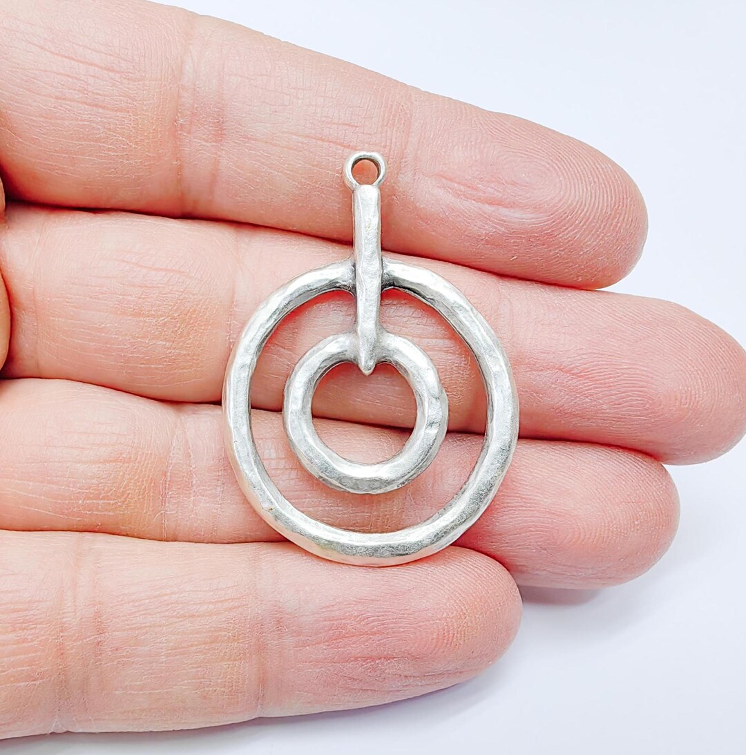 Double Circle Pendant, Geometric Boho Charm, Modern Minimalist Jewelry ...
